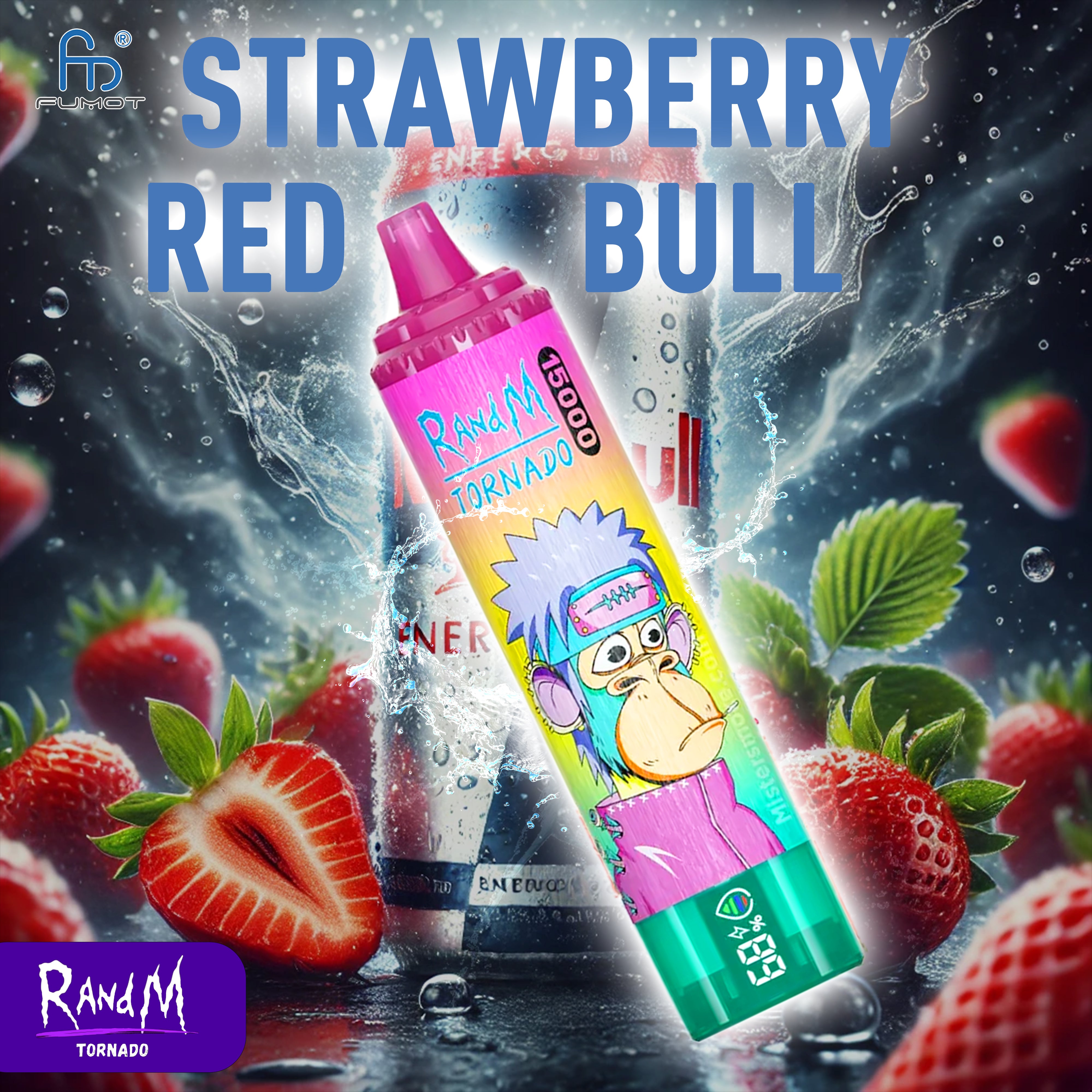 RandM Tornado Vape 15000- Strawberry Red Bull